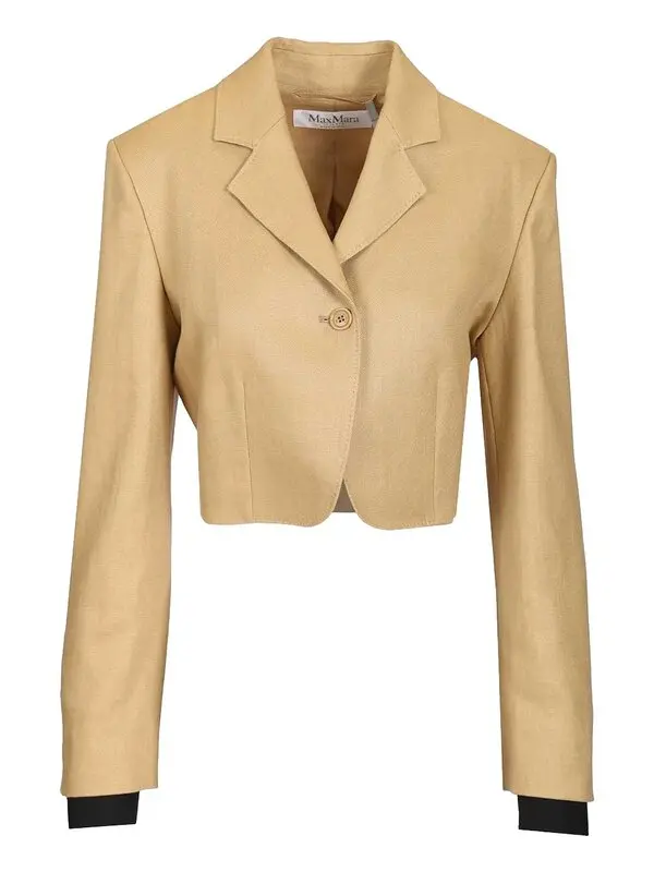 Max Mara Linen Diagonal Cropped Jacket - Cream