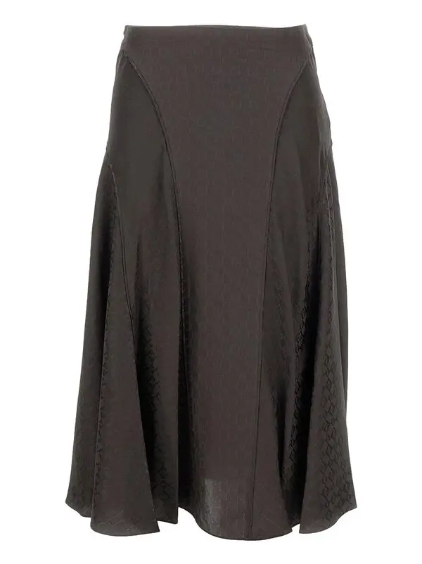 Fendi Jacquard Ff Silk Midi Skirt - Multicolor