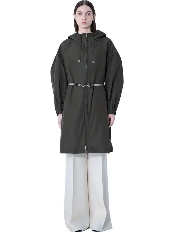 Max Mara Belted Hooded Coat - Green
