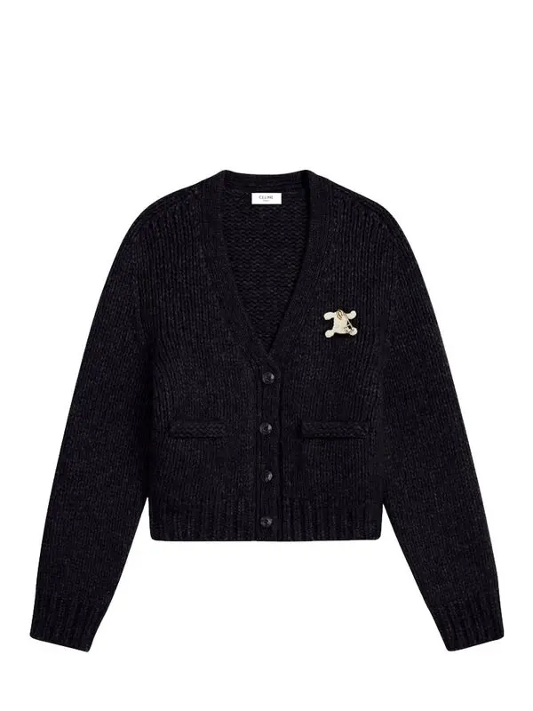 Celine Silk And Cashmere V-neck Cardigan - Black
