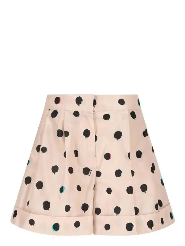 Fendi Polka Dot Silk Tailored Shorts - Pink
