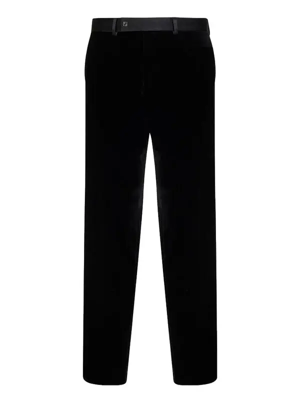 Fendi Tailored Trousers With Micro Logo Detail - Black