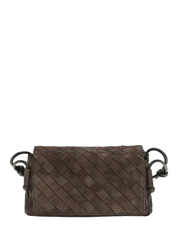 Bottega Veneta Notturno Suede Intrecciato Clutch - Brown