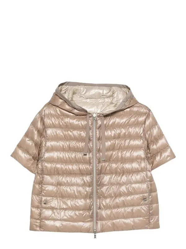 Herno Quilted Hooded Short Sleeve Jacket - Cream
