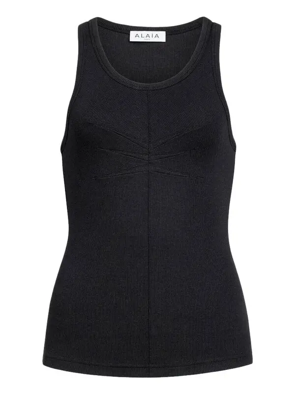 Alaïa Cotton Tank Top With Iconic Darts - Black
