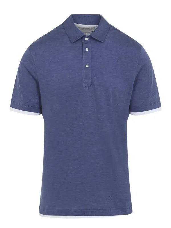 Brunello Cucinelli Silk Polo - Blue