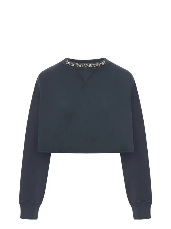 GOLDEN GOOSE Crew Neck Sweatshirt With Crystals - Multicolor
