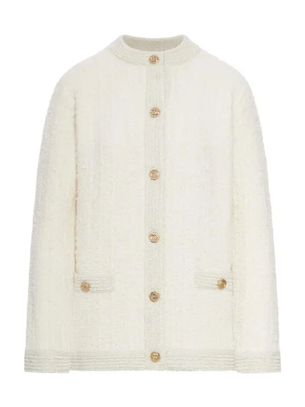 Gucci Bouclé Wool Cardigan With Gg Crossover Buttons - White