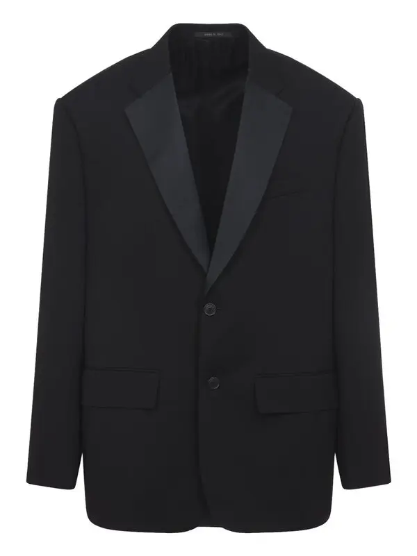 Balenciaga Wool Tuxedo Jacket With Notch Lapel - Black