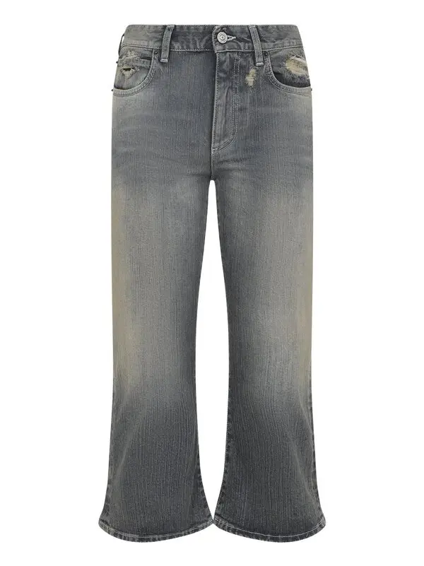 Balenciaga Flared Capri Jeans With Lace Detail - Gray