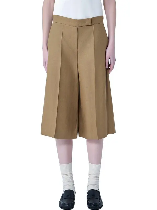 Max Mara Linen Bermuda Shorts With Tailored Waistband - Brown