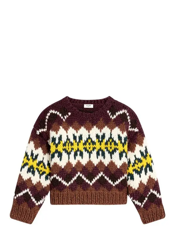 Celine Fair Isle Wool Crew Neck Sweater - Multicolor