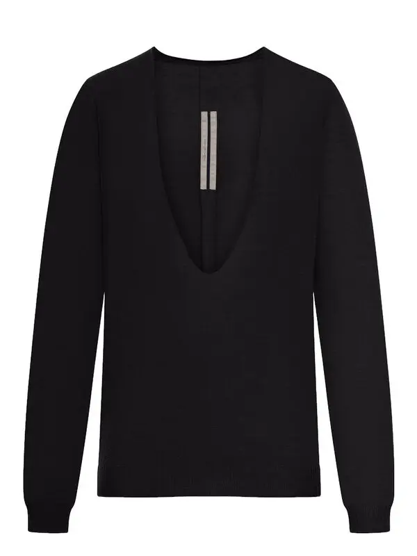 Rick Owens V-neck Virgin Wool Sweater - Black