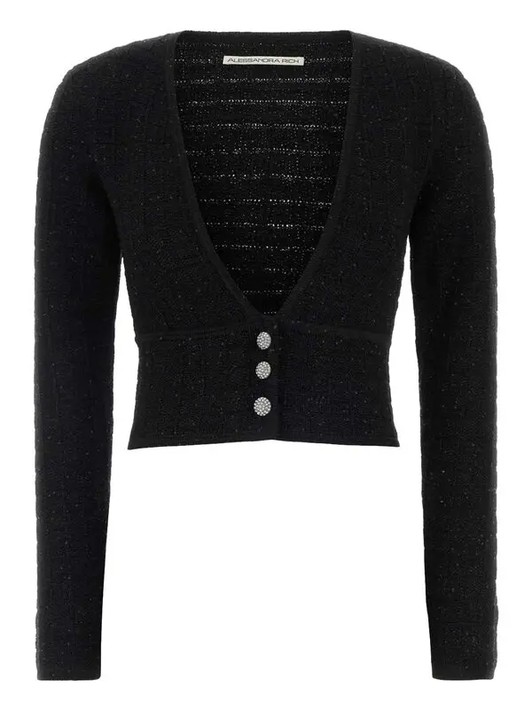 Alessandra Rich Boucle Cardigan - Black