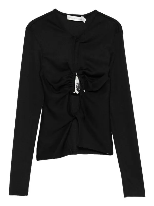 Christopher Esber Pendant Detail Twist Front Long Sleeve Top - Black