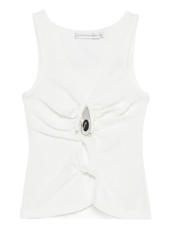 Christopher Esber Sleeveless V-neck Cropped Tank Top With Cut-out Detail - White