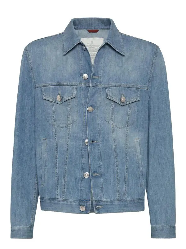 Brunello Cucinelli Denim Jacket With Front Button Fastening - Blue