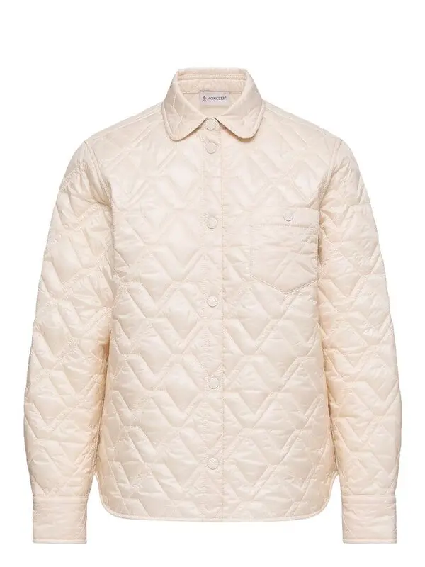Moncler Diamond Quilted Padded Shirt Jacket - White