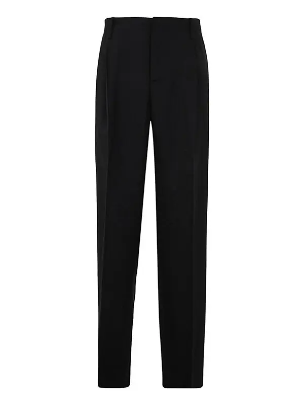 Versace Formal Loose Fit Wool Blend Pants - Black