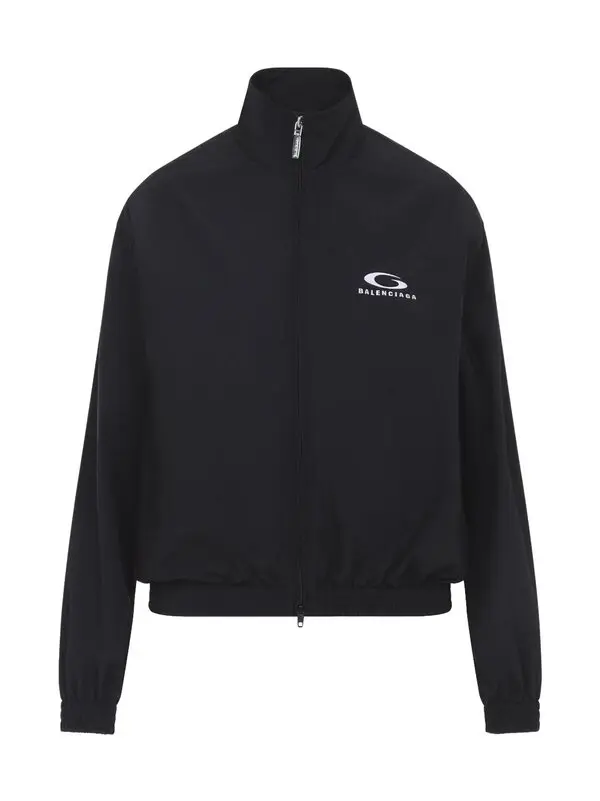 Balenciaga Cotton Jacket With Logo Detail - Black