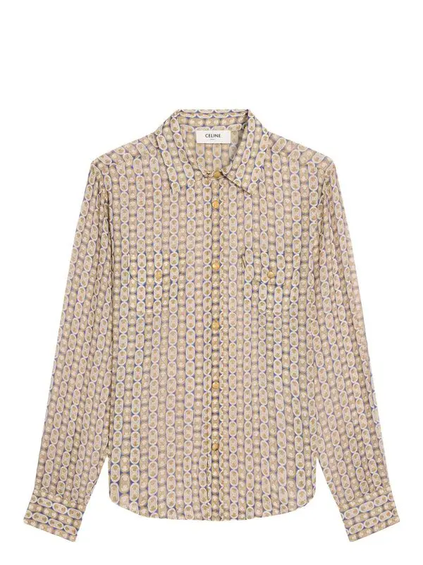 Celine Tilly Shirt In Wool And Silk Etamine - Multicolor