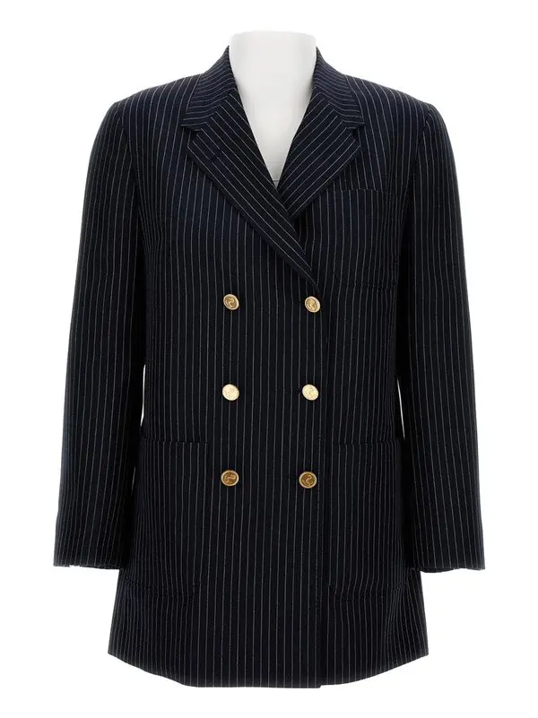 Thom Browne Double-breasted Jacket With Patch Pockets - Multicolor