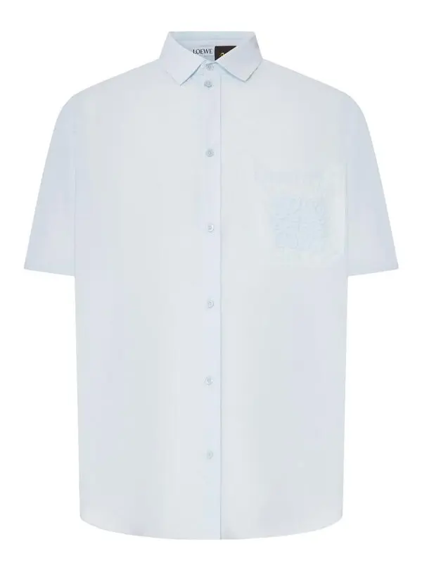Loewe X Paula`s Ibiza Short-sleeved Textured Poplin Shirt - Blue
