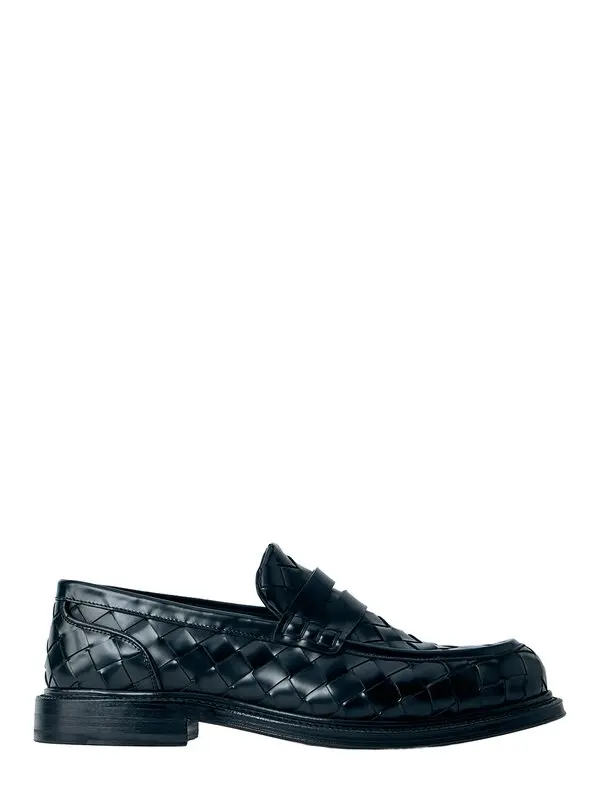 Bottega Veneta James Woven Leather Loafers - Black