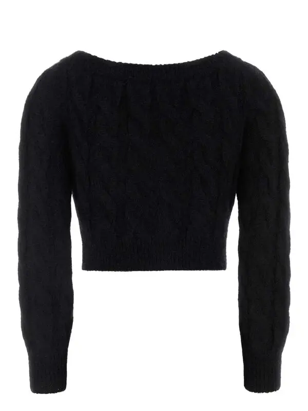 Alessandra Rich Mohair Blend Cardigan - Black