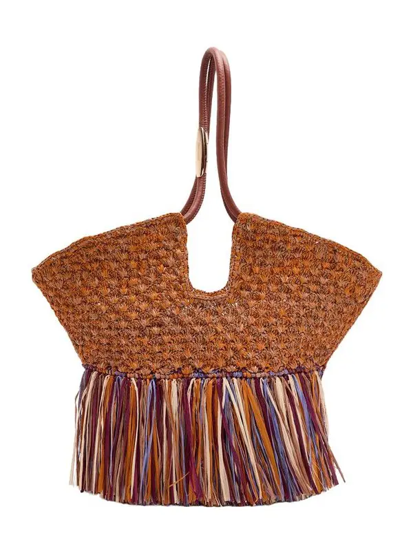 Zimmermann Raffia Tote Bag With Fringe - Brown