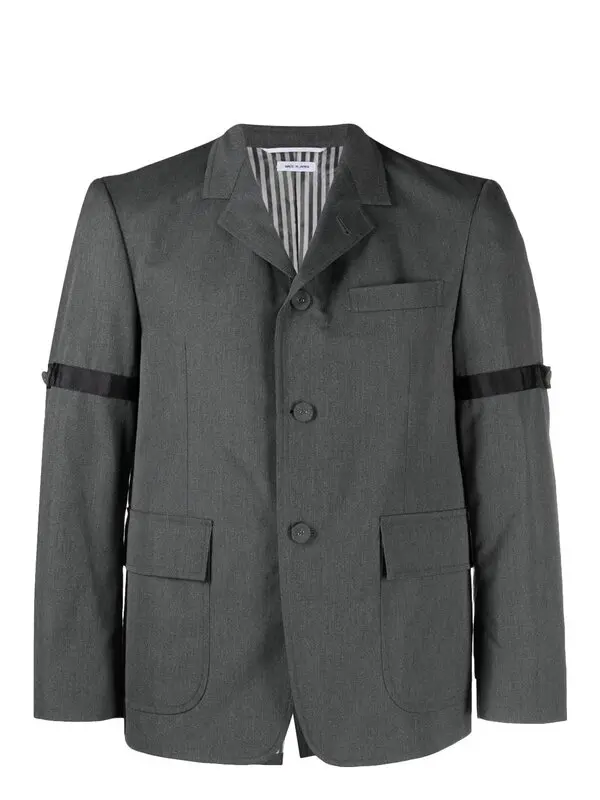 Thom Browne Single-breasted Blazer With Armband Detail - Gray