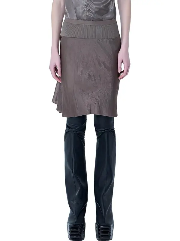 Rick Owens Midi Skirt With Ribbed Waistband - Gray