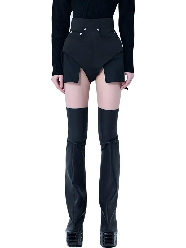 Rick Owens High-rise Layered Cutoff Shorts - Black