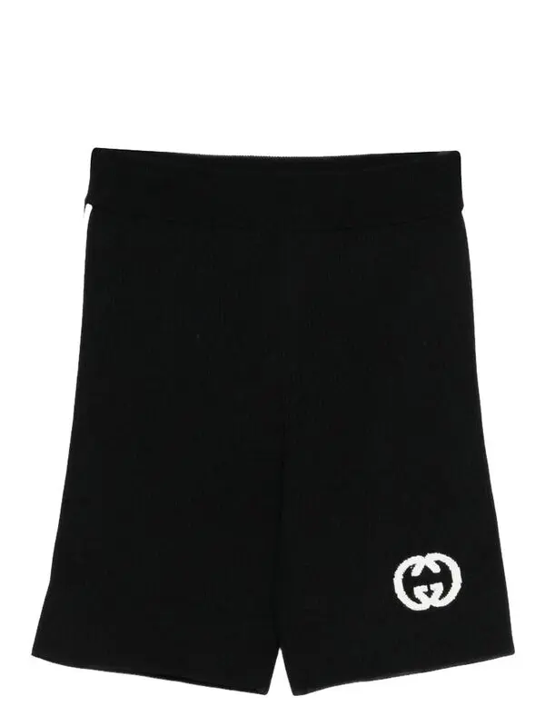 Gucci Ribbed Knit Logo Shorts - Black