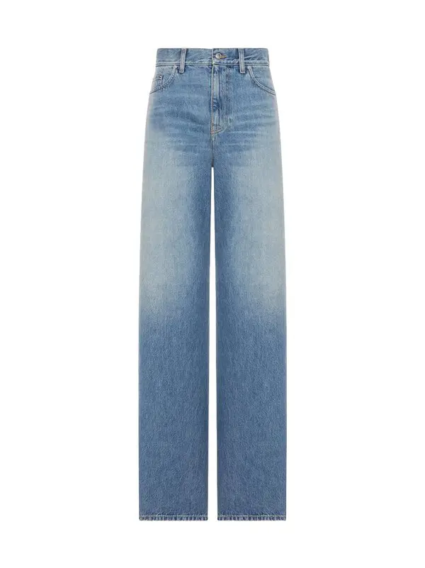 Gucci Cotton Denim Trousers With Faded Effect - Blue