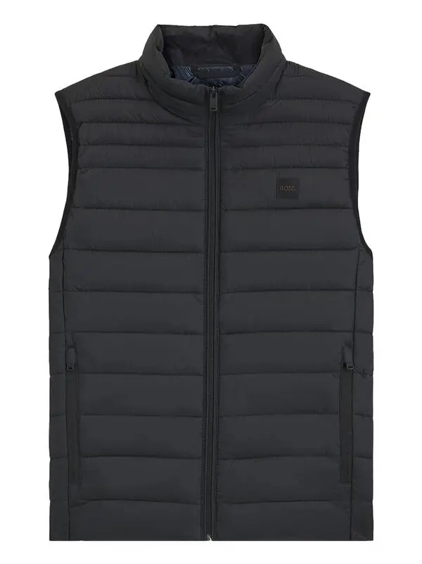 BOSS Sleeveless Padded Vest With Stand Collar - Black