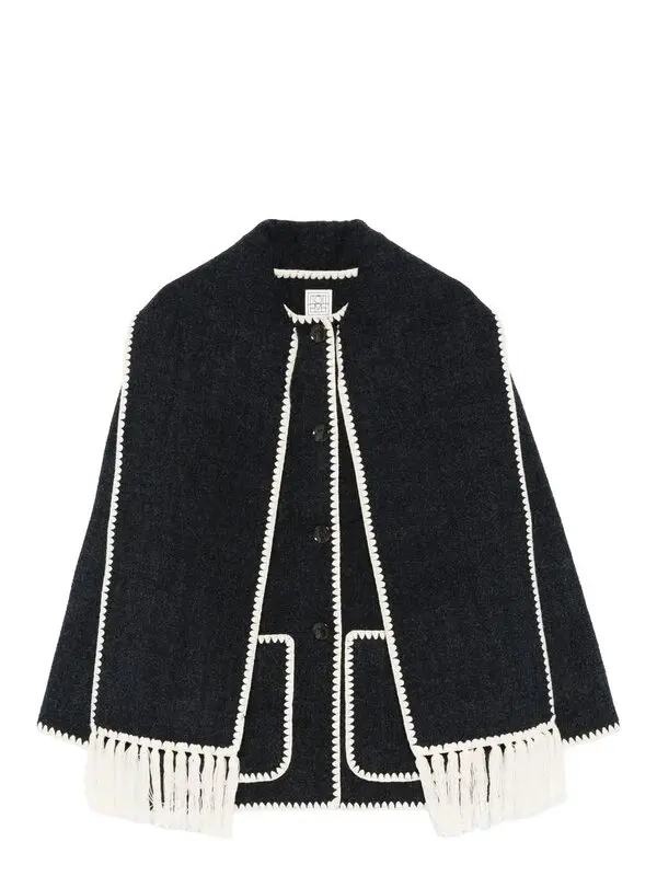TOTEME Oversized Jacket With Fringed Trim - Black