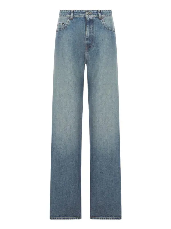 Miu Miu Regular Fit Embroidered Logo Denim Jeans - Blue