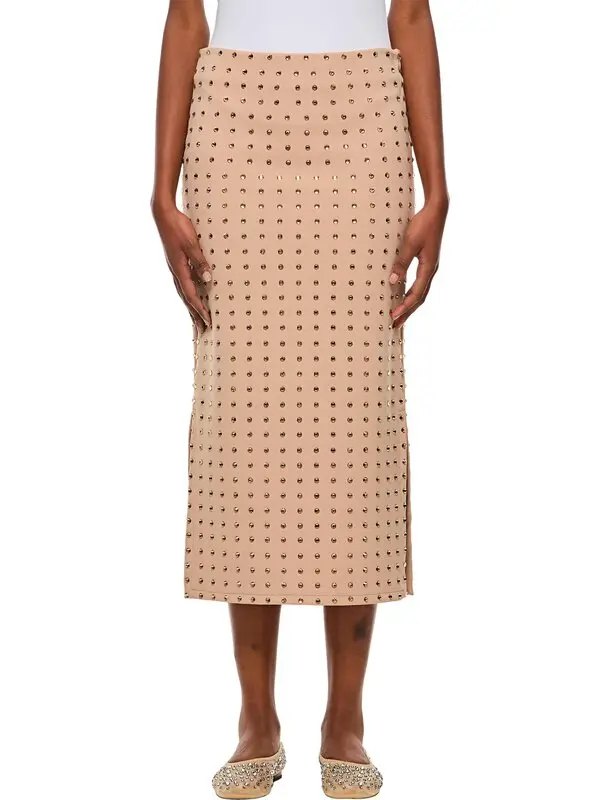 Sportmax Crystal Embellished Lycra Midi Skirt - Multicolor