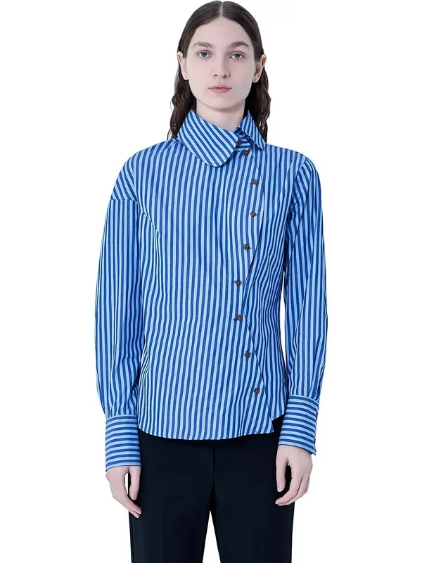 VIVIENNE WESTWOOD Bella Striped Cotton Poplin Shirt - Blue