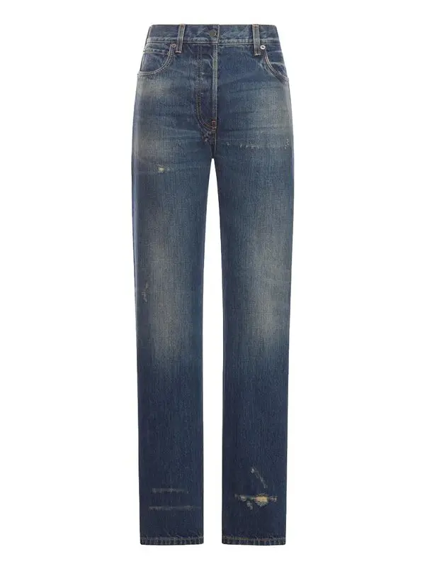 Prada Straight Leg Washed Jeans - Blue