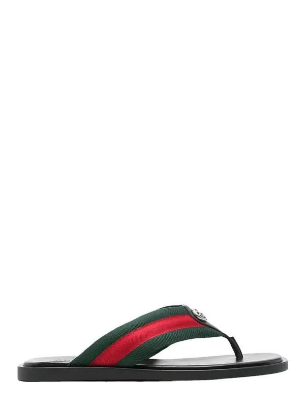 Gucci Web Stripe Detail Thong Sandals - Black