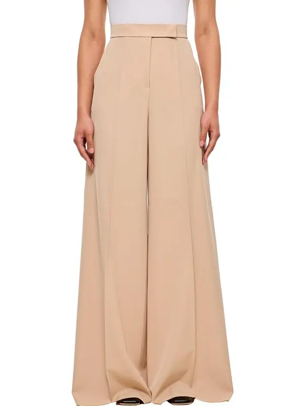 Max Mara Ninfa Wide Leg Trousers In Beige - Multicolor