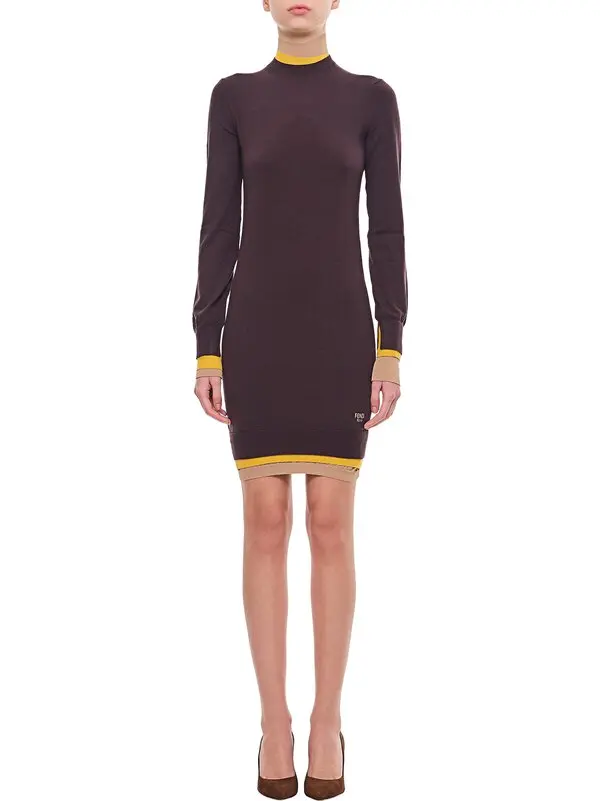 Fendi Layering Color Trims Short Dress - Multicolor