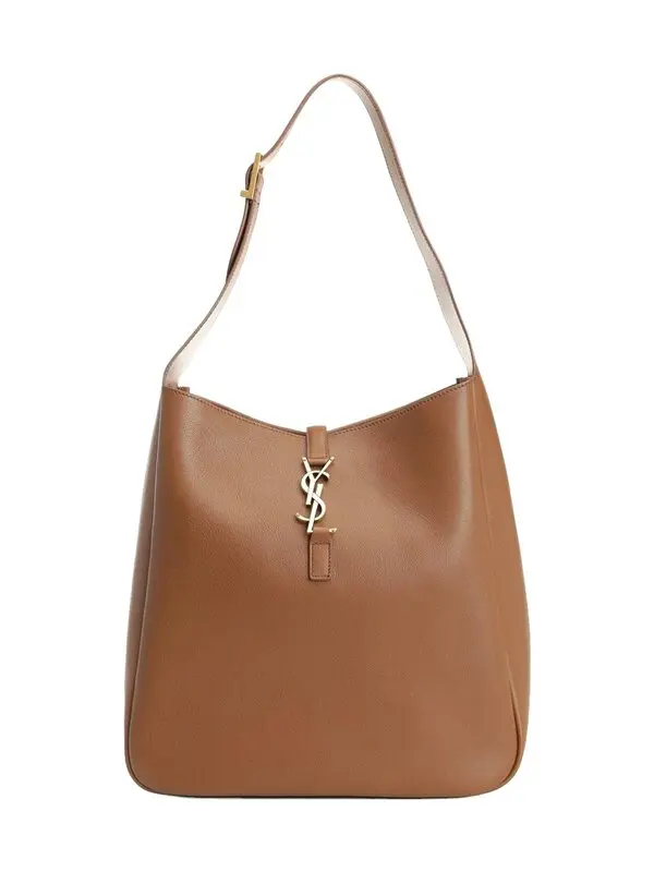 Saint Laurent Calfskin Hobo Bag - Brown