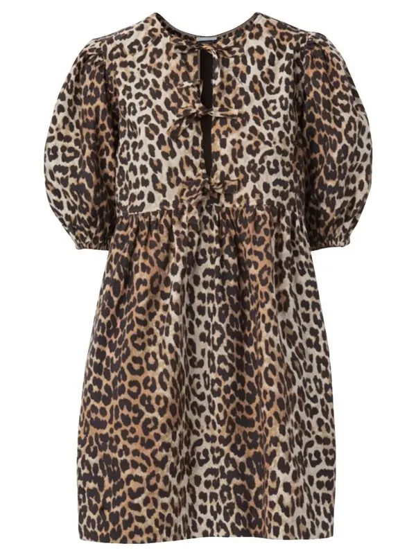 GANNI Leopard Print Mini Dress - Multicolor
