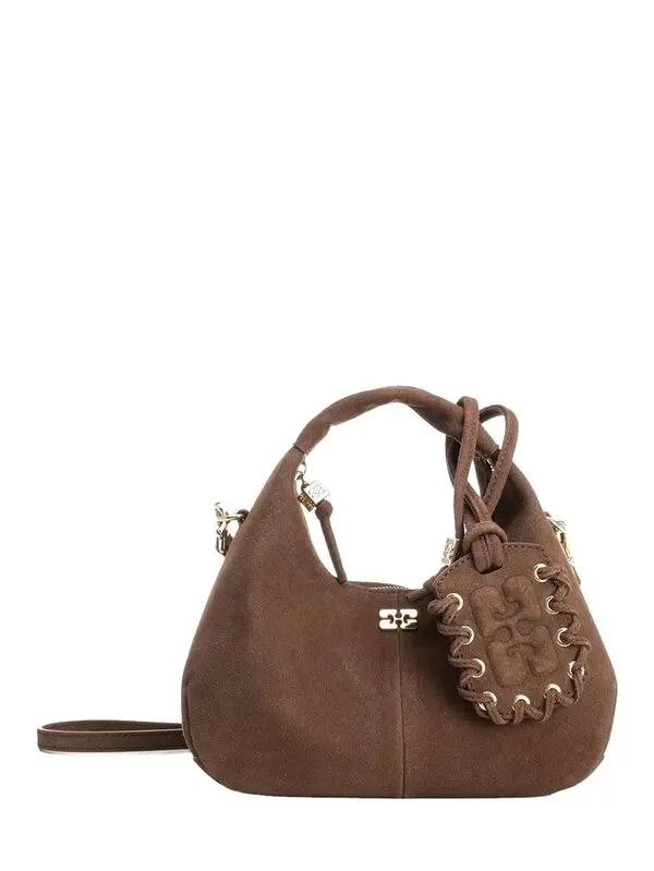 GANNI Recycled Suede Hobo Mini Bag - Brown