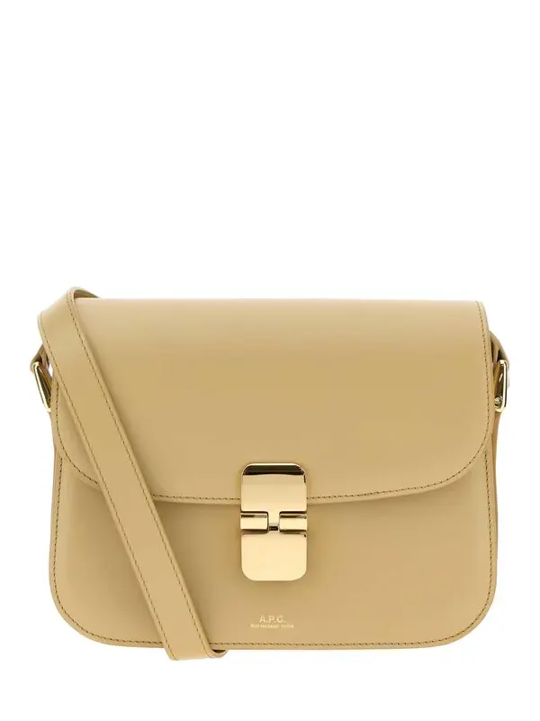 A.p.c. Beige Leather Small Grace Crossbody Bag - Brown