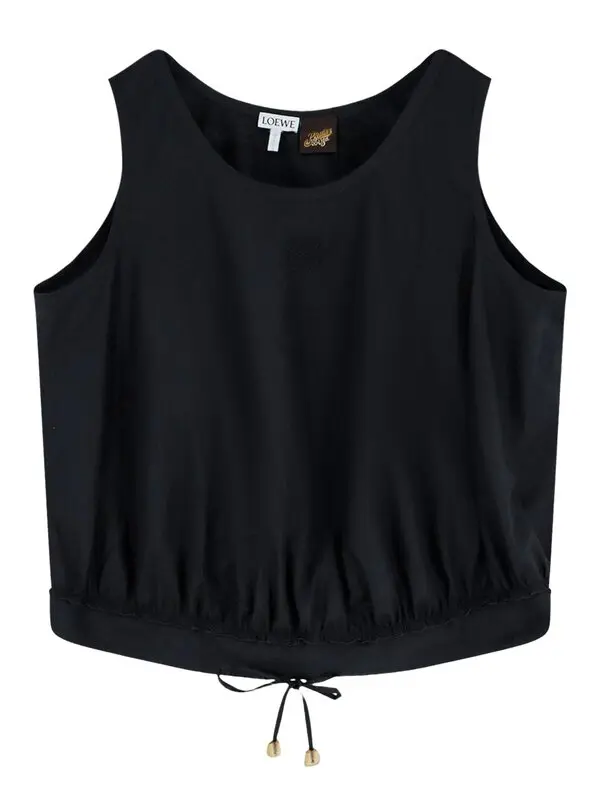 Loewe Sleeveless Cotton Top With Anagram Embroidery - Black