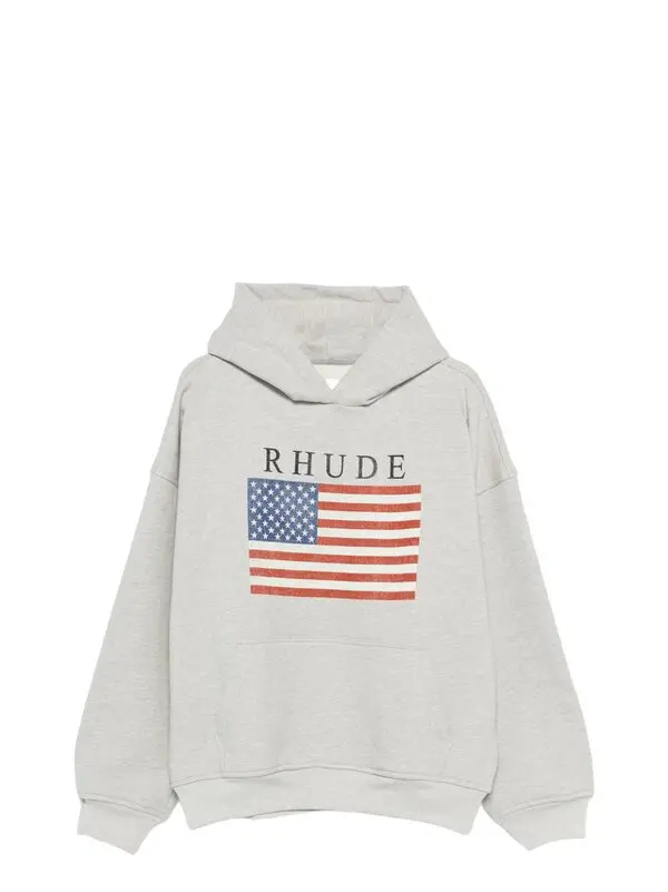 Rhude Grey Graphic Print Hoodie - Gray